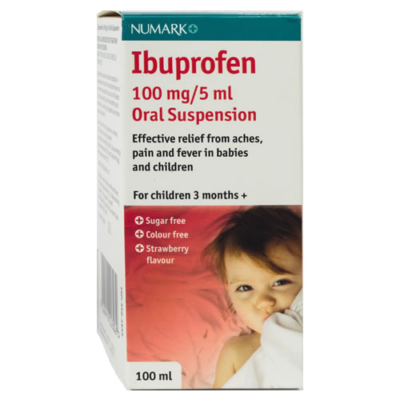 Buy Ibuprofen for Children 100mg/5ml Suspension - 100ml Online - Point Meds